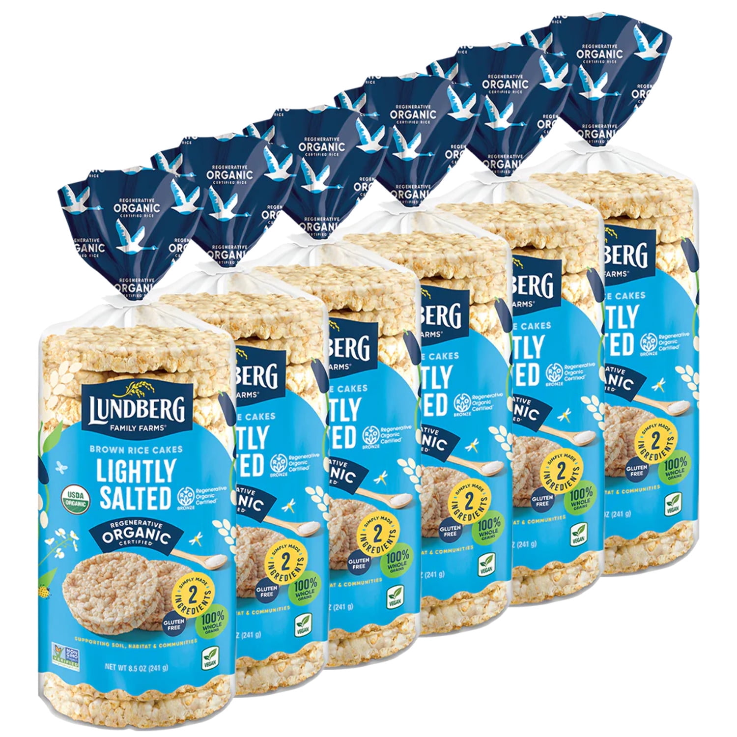 Lundberg Farms Organic Lightly Salted Brown Rice Cakes, Gluten-Free ...