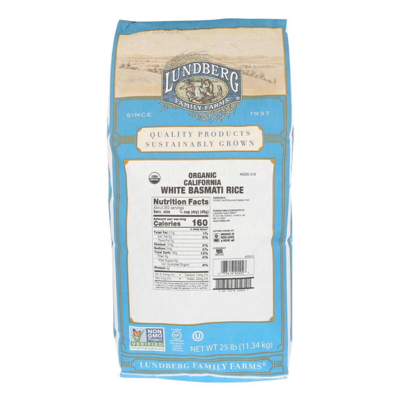 Lundberg Farms Basmati White Rice (1x25lb) - Walmart.com