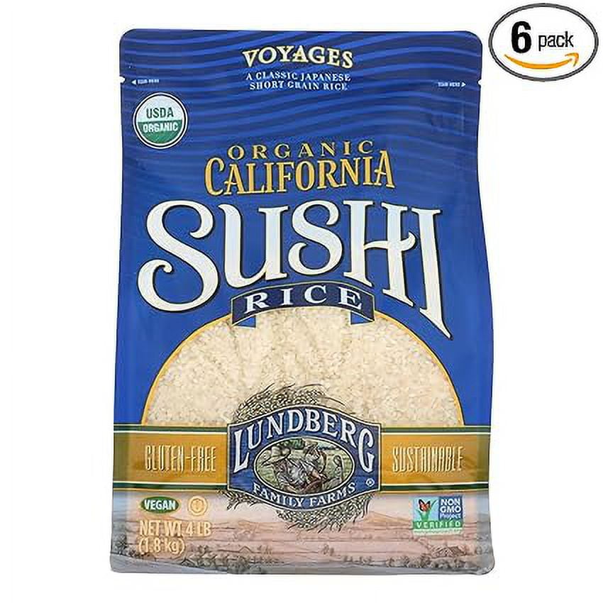 Lundberg Family Farms Organic California White Sushi Rice, 4 Pound -- 6 ...