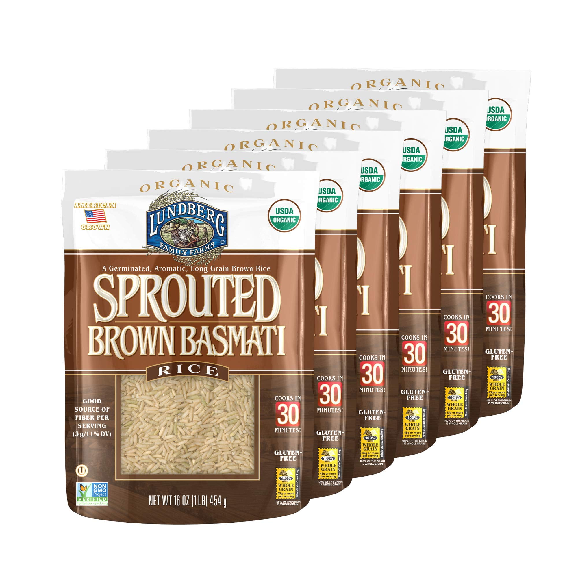 Lundberg Family Farms - Organic Sprouted Brown Basmati Rice, Germinated ...