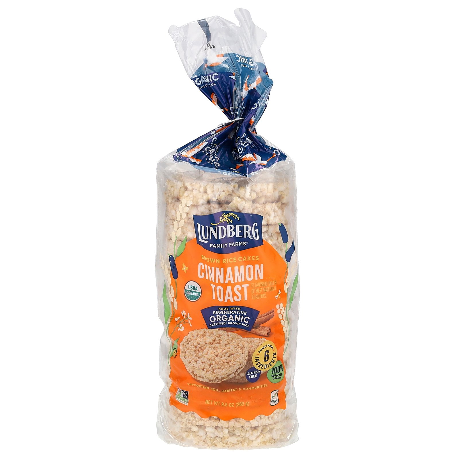 Lundberg Family Farms Organic Cinnamon Toast Rice Cakes, Gluten-Free ...