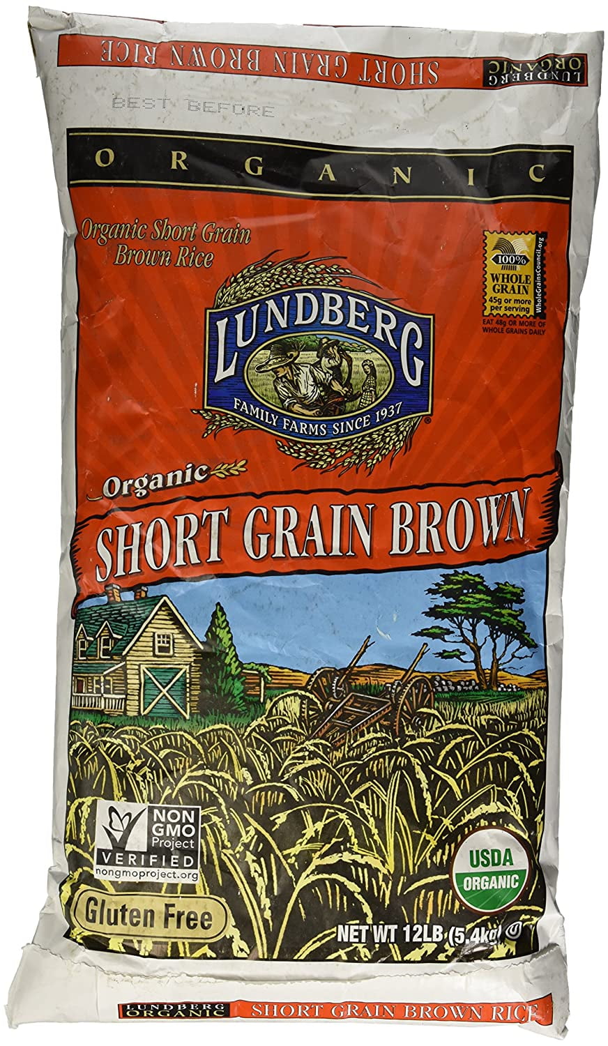 Lundberg Family Farms Short Grain Brown Rice, Creamy Texture, 12Lb ...