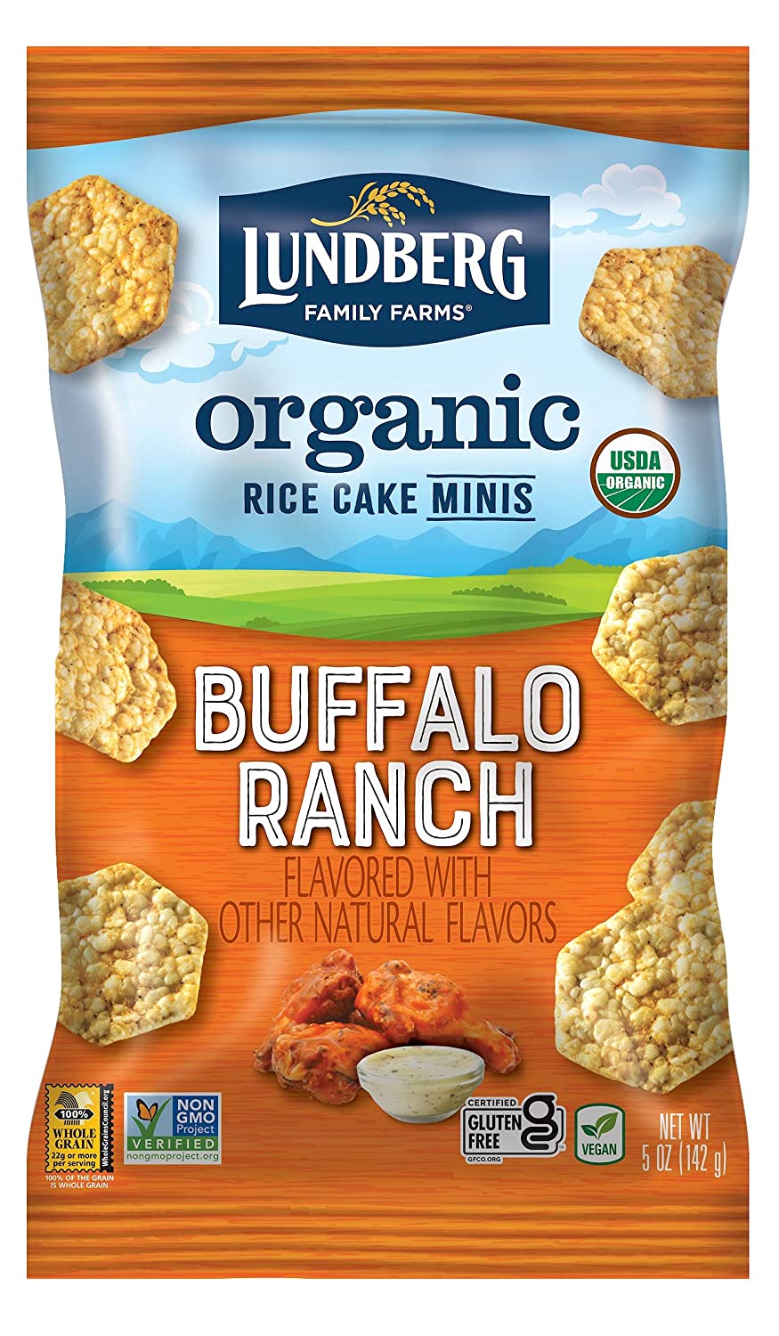 Lundberg Mini Rice Cakes, Buffalo Ranch, Organic - 6 x 5 oz - Walmart.com