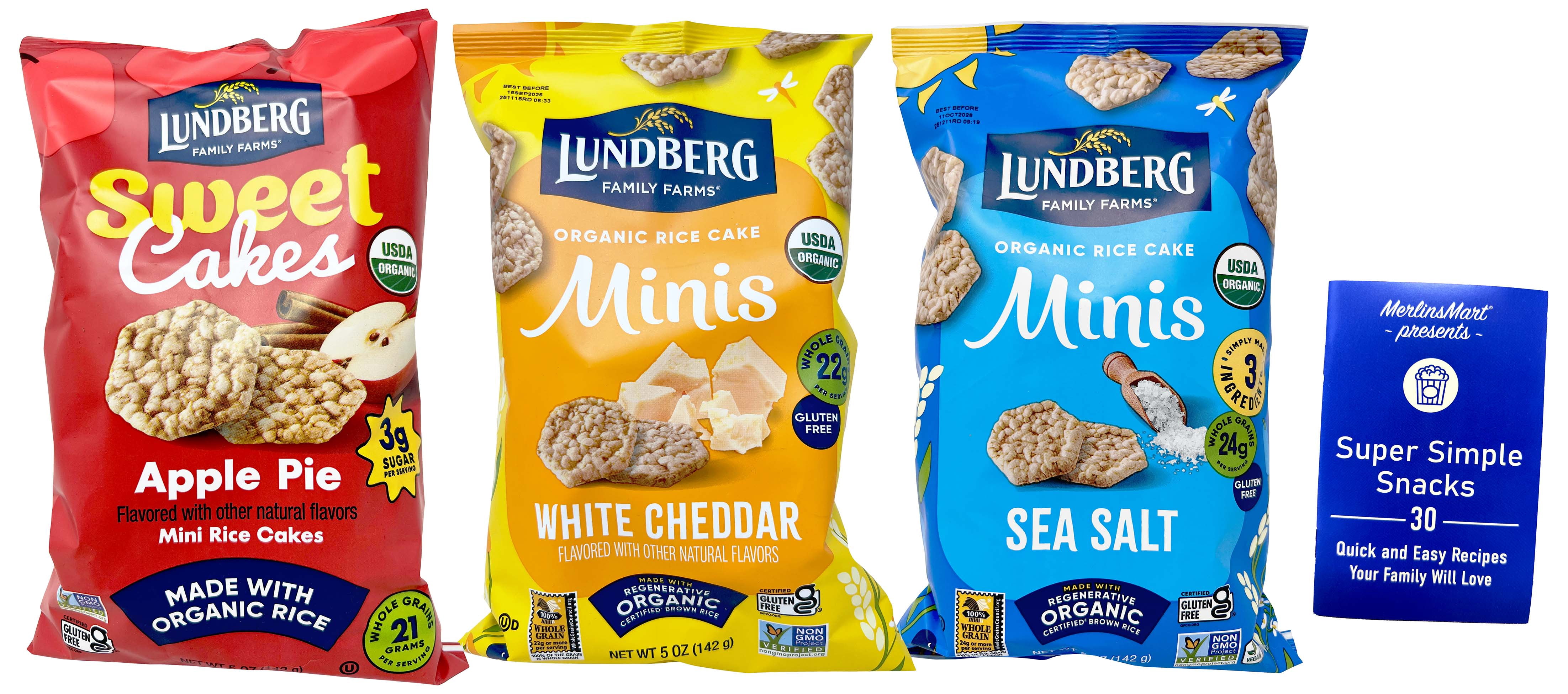 Lundberg Mini Rice Crackers Variety Pack – Apple Pie, White Cheddar ...
