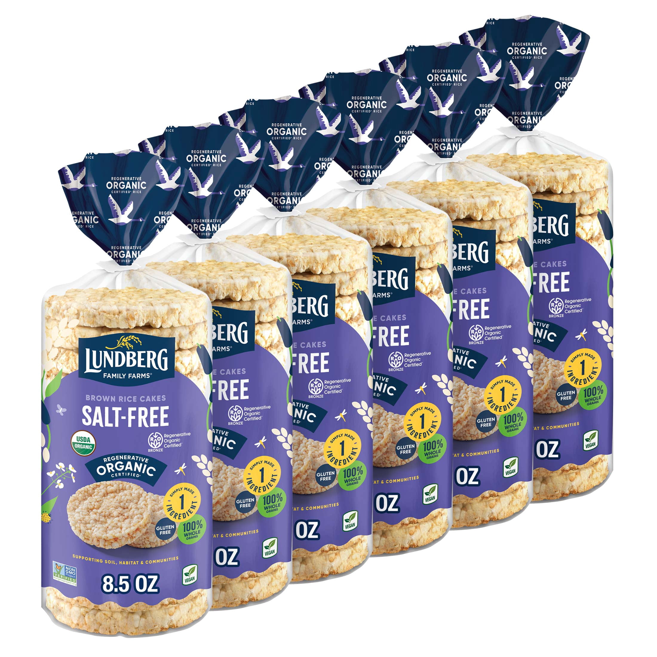 Lundberg Family Farms Organic Whole Grain Brown Rice Cakes, Salt-Free ...