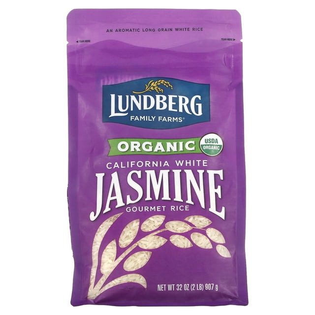 Lundberg Organic California White Jasmine Rice, Long Grain, Non-GMO ...