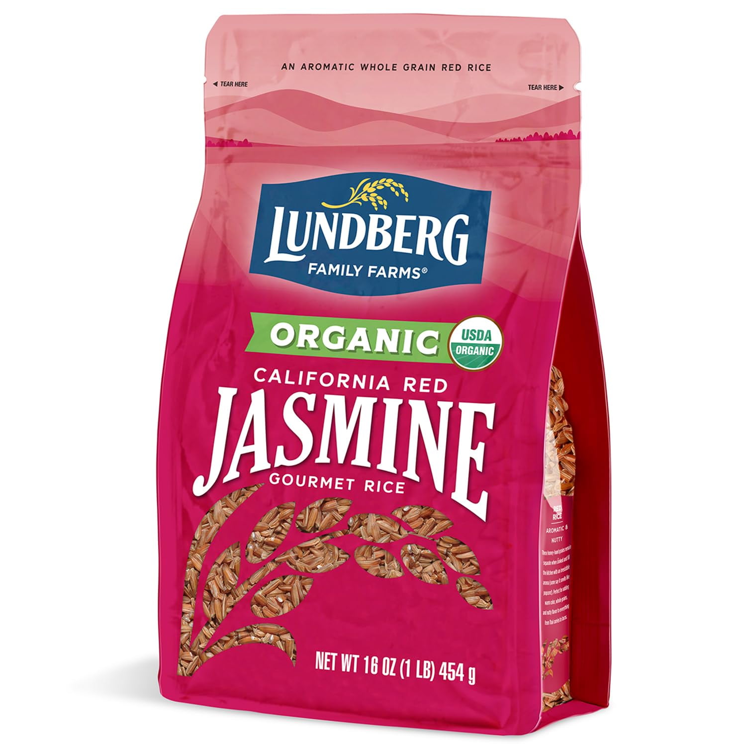Lundberg Organic Red SCH4 Jasmine Rice, Long Grain Red Rice - Non-Sticky, Fluffy Aromatic Rice ...