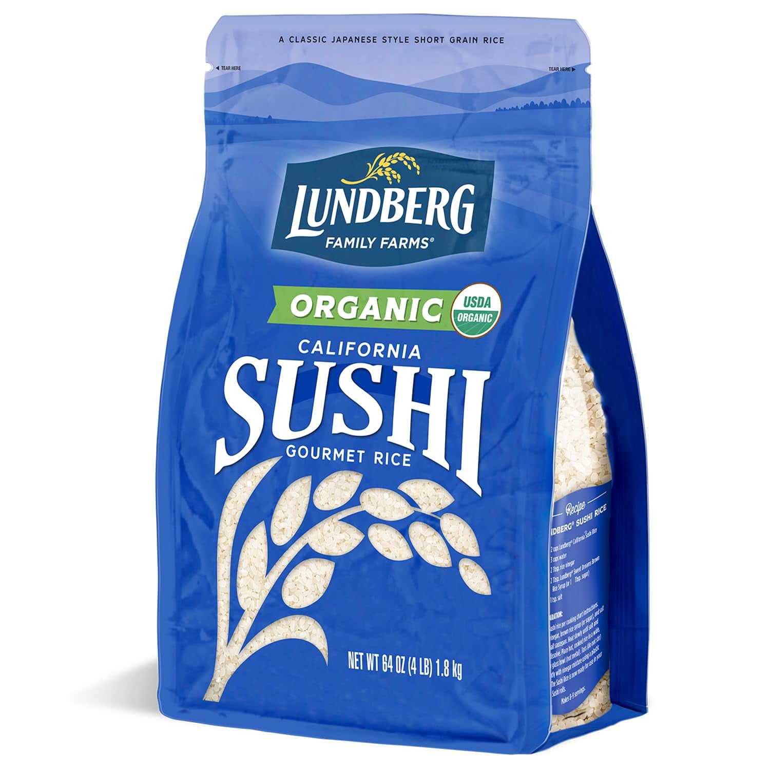 Lundberg Organic Sushi Rice, Sticky White NSD3 Japanese-Style ...