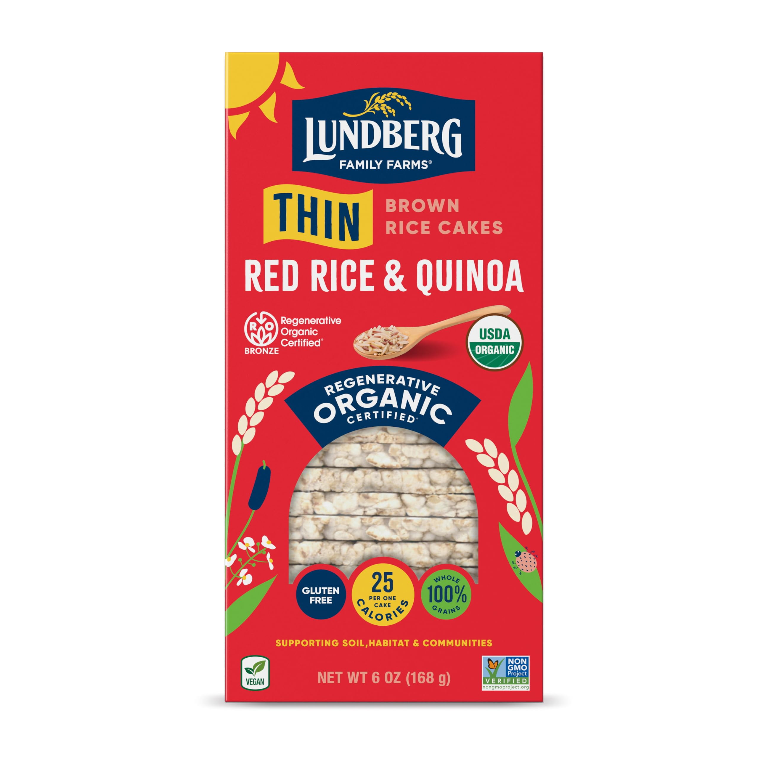 Lundberg Organic Thin Stackers, HHA1 Red Rice & Quinoa, Salt-Free, Thin ...