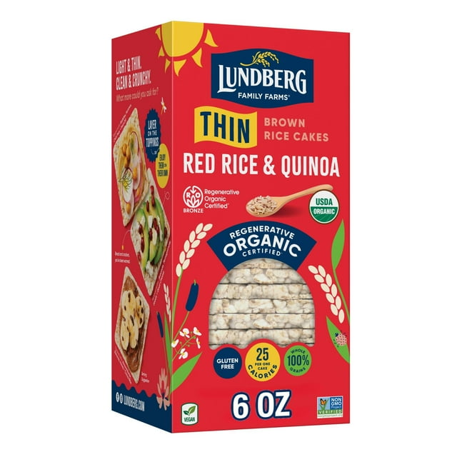 Lundberg Organic Thin Stackers, OIF8 Red Rice & Quinoa, Salt-Free, Thin ...