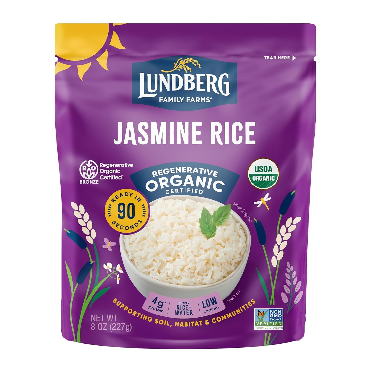 Lundberg Organic White Jasmine Rice - Microwave Ready in 90 Seconds ...