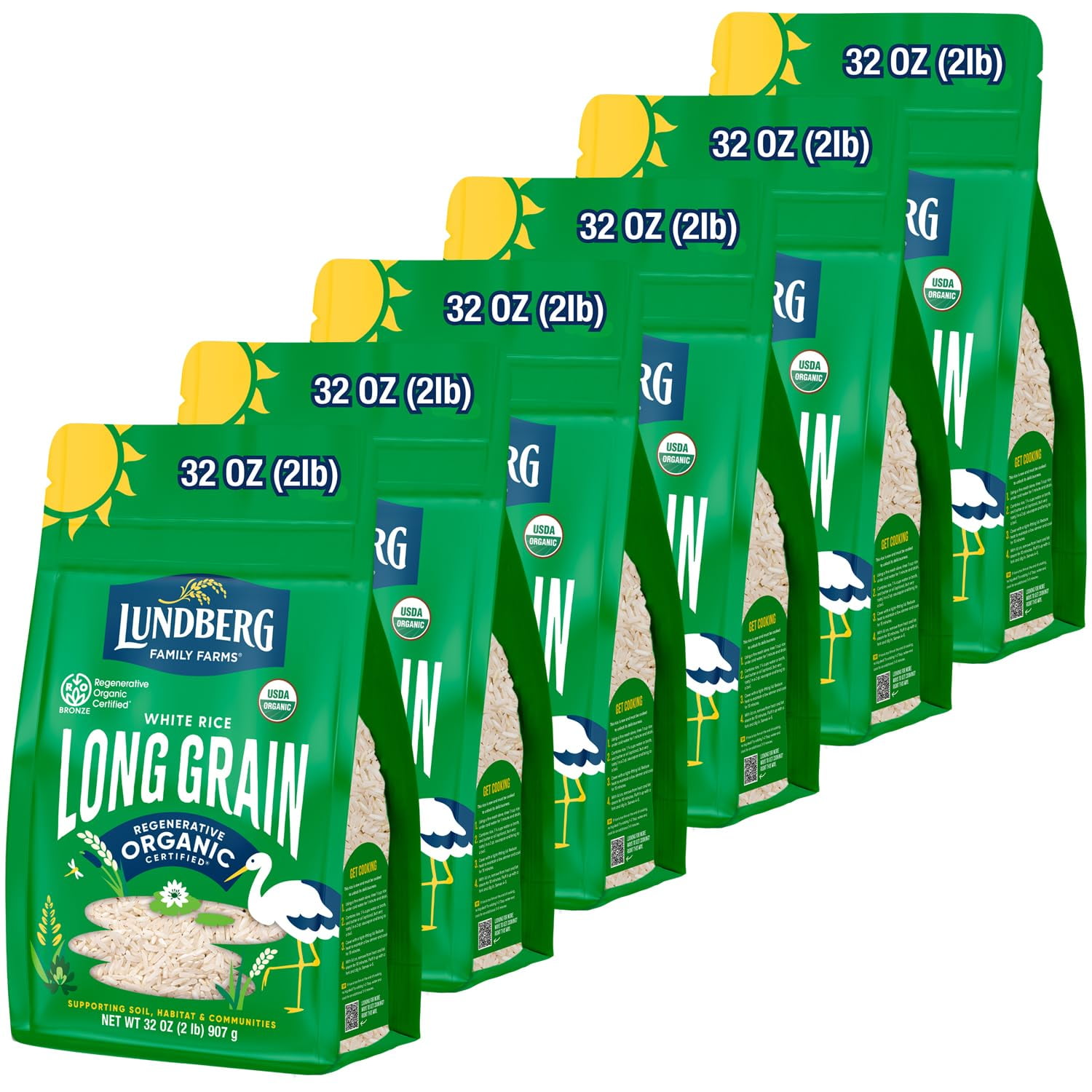 Lundberg White Rice, Regenerative Organic Certified, 6-Pack – Non ...