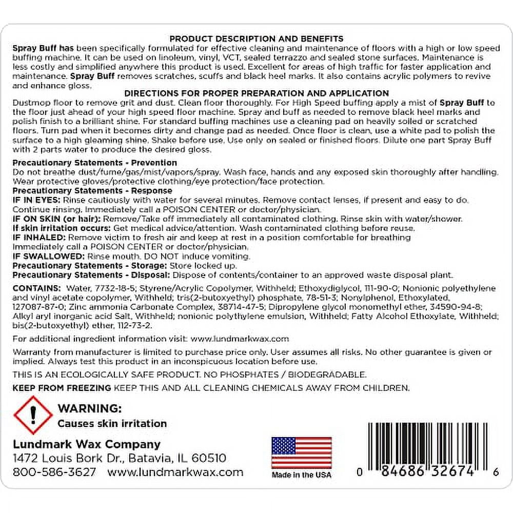 Lundmark Floor Maintainence Spray Buff Compound, 1-Gallon, 3267G01-4 ...
