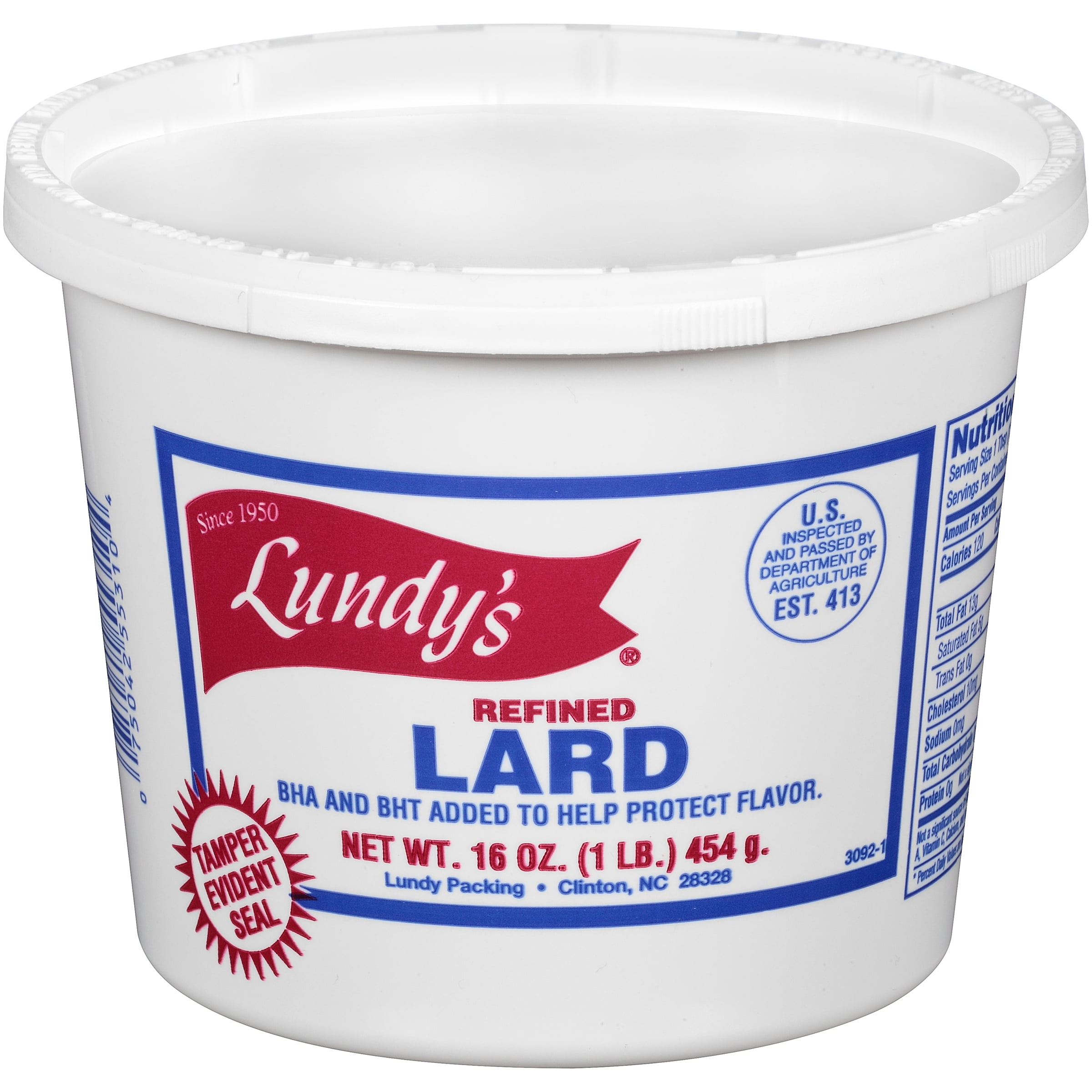 Lundy's? Refined Lard 16 oz. Tub - Walmart.com