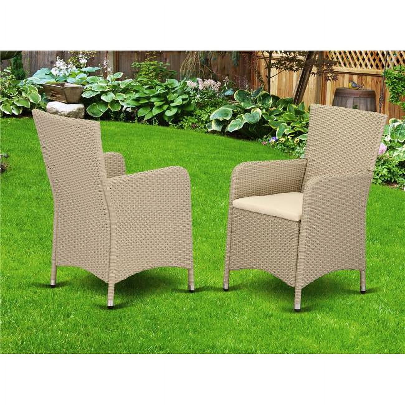 Luneburg Outdoor-furniture Wicker Patio Chair - Cream - Set of 2 ...