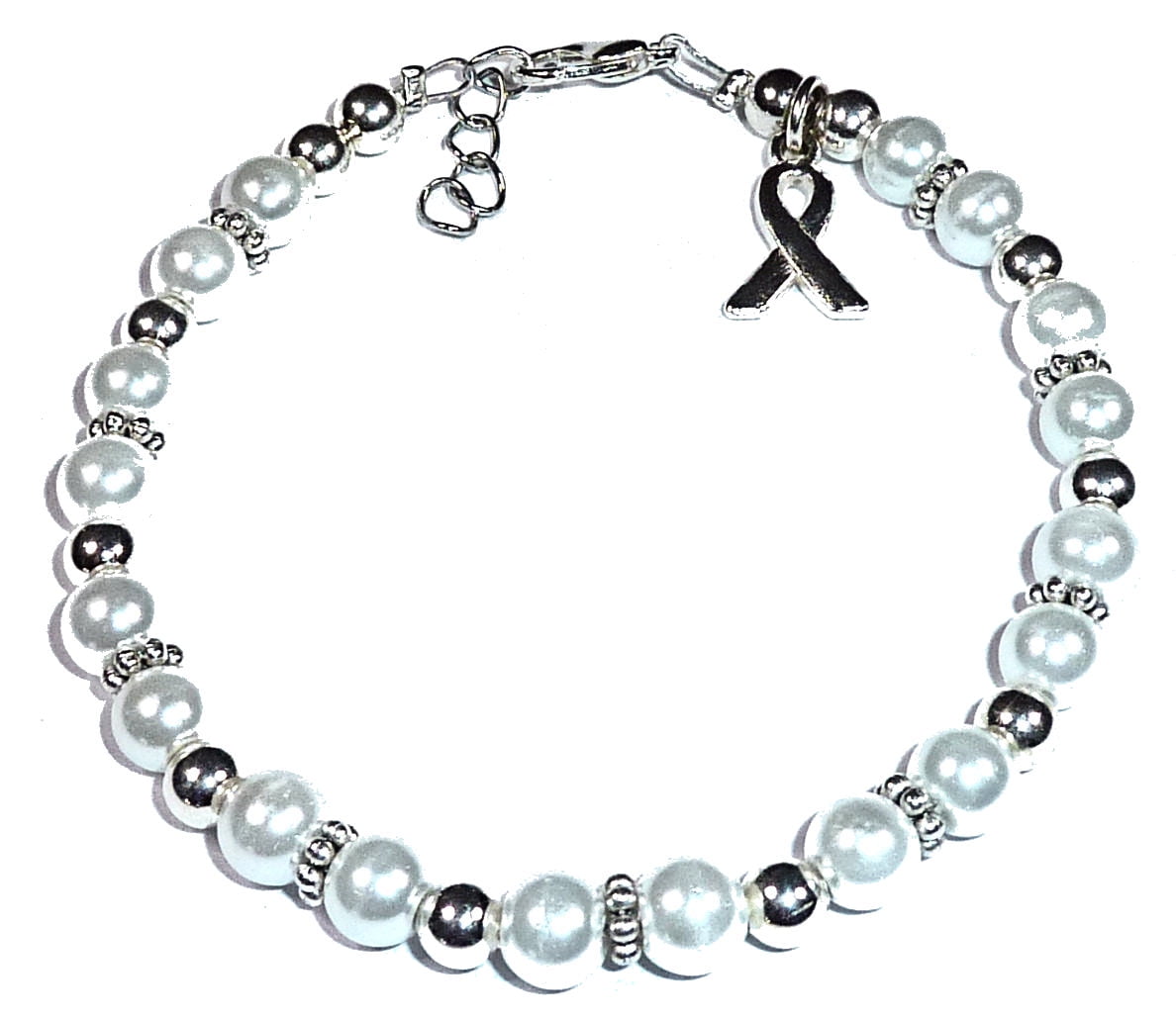 Lung Cancer Awareness Bracelet by Hidden Hollow Beads - 7 3/4 in ...