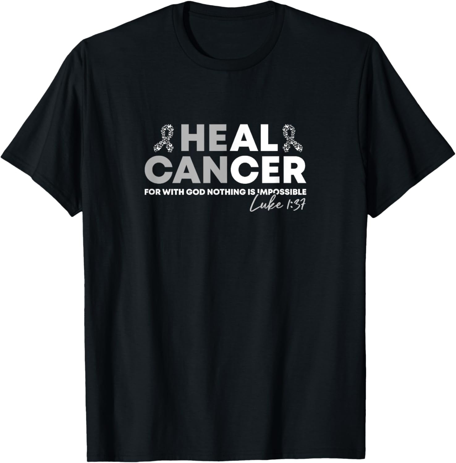 Lung Cancer Awareness Heal Cancer Luke Christian Bible Verse T-Shirt ...