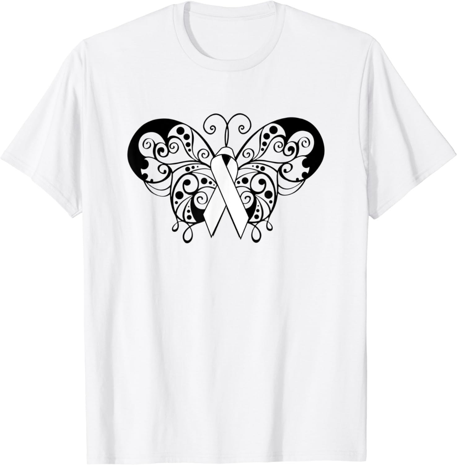 Lung Cancer Awareness T Shirt White Ribbon Butterfly - Walmart.com