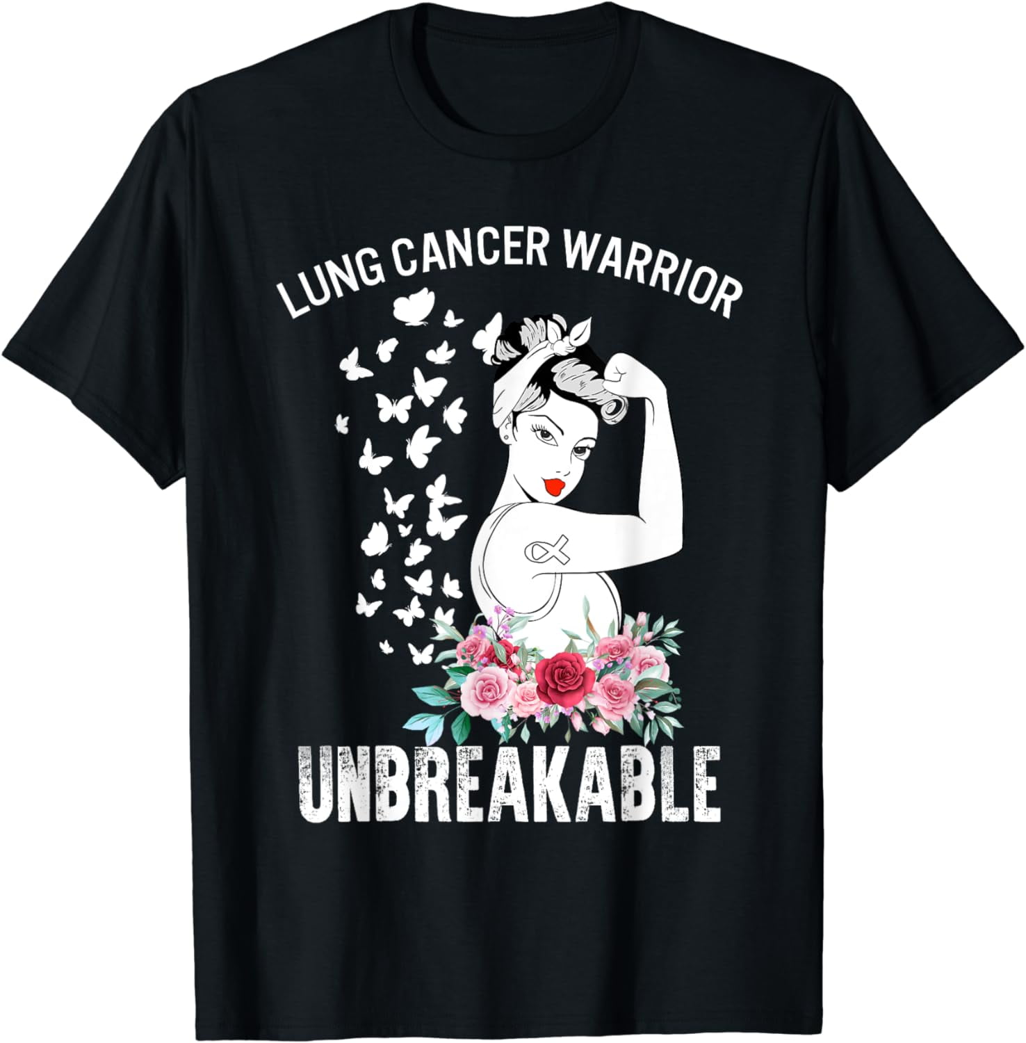 Lung Cancer Awareness Warrior Unbreakable Strong Woman T-Shirt ...