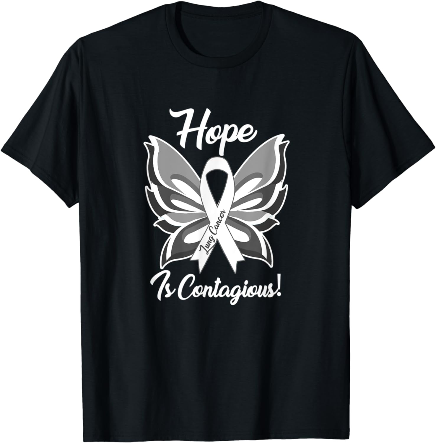 Lung Cancer White Ribbon Awareness Hope Butterfly T Shirt - Walmart.com