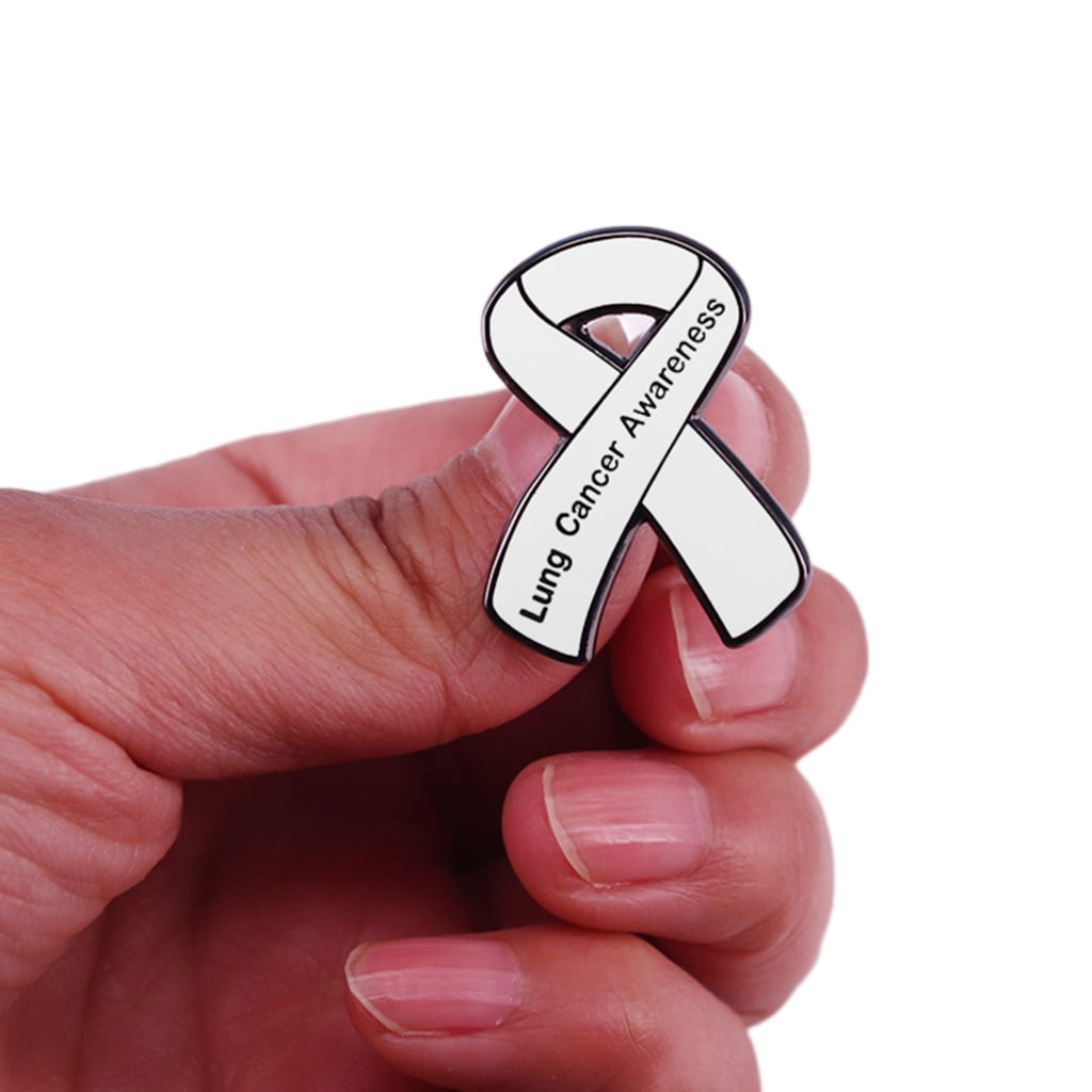 Lung Cancers Brooch White Awareness Ribbon Enamel Lapel Pin Clothing ...