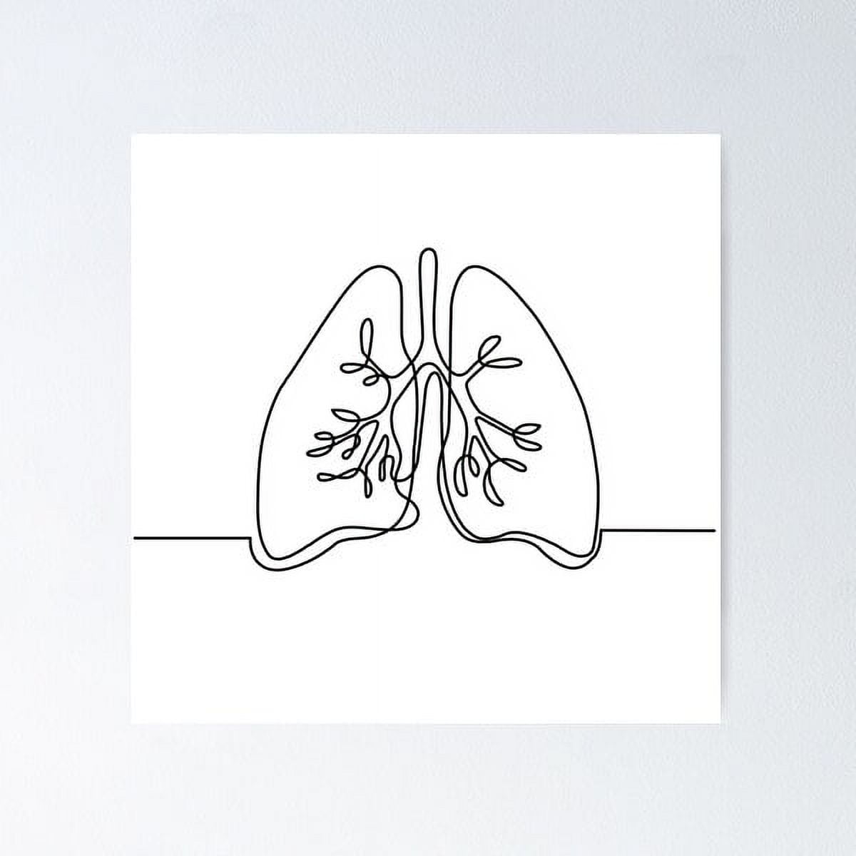 Lung Svg, Line Art Svg, Minimalist Lung Svg, Human Lung Svg Poster Wall ...