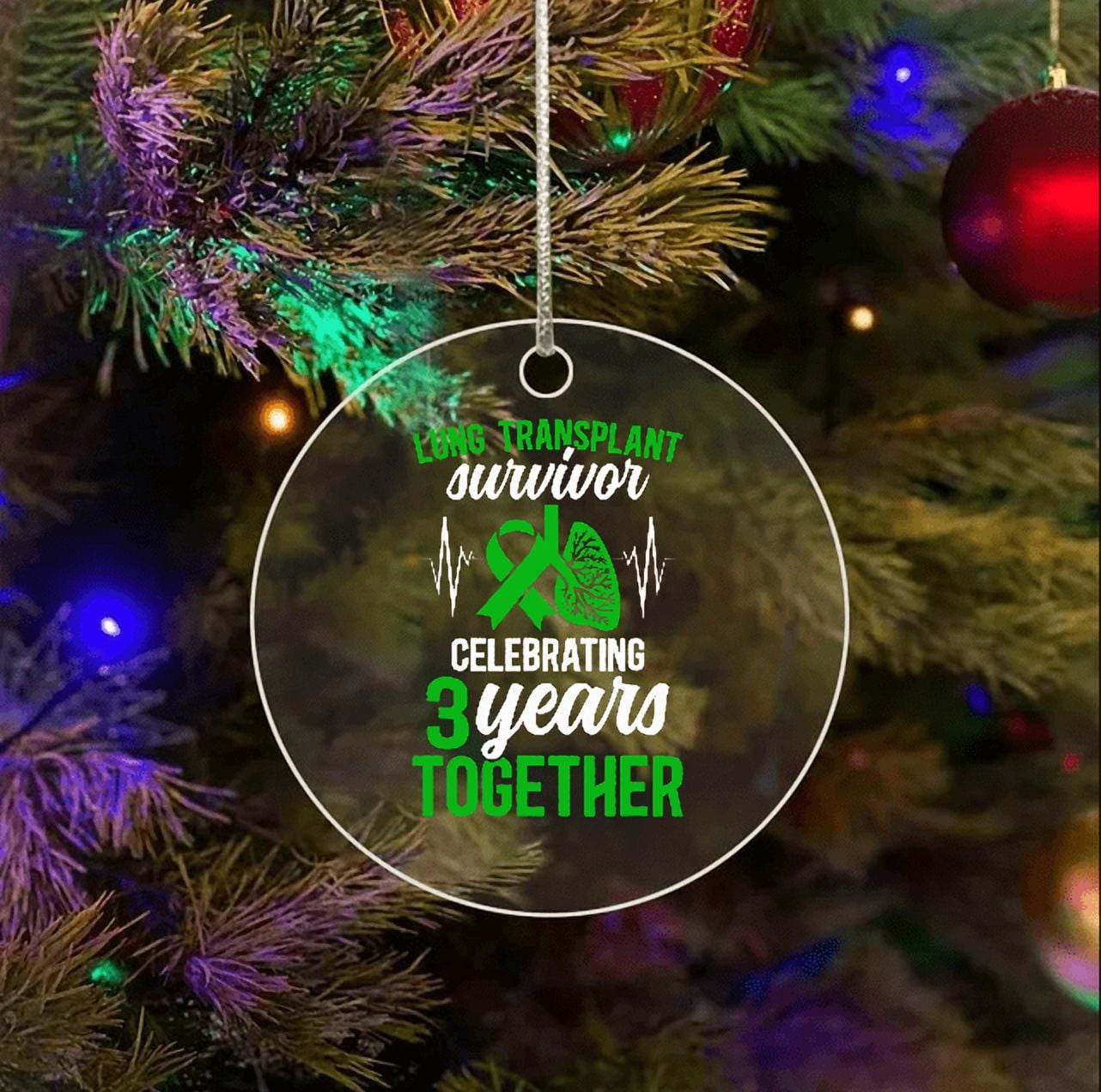 Lung Transplant Survivor 3rd Anniversary Lung Recipient Ornament, Home ...