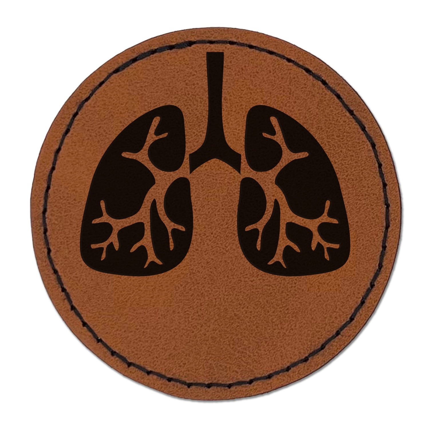 Lungs Anatomy Organ Body Part 2.5" Faux Leather Round Engraved Iron-On ...