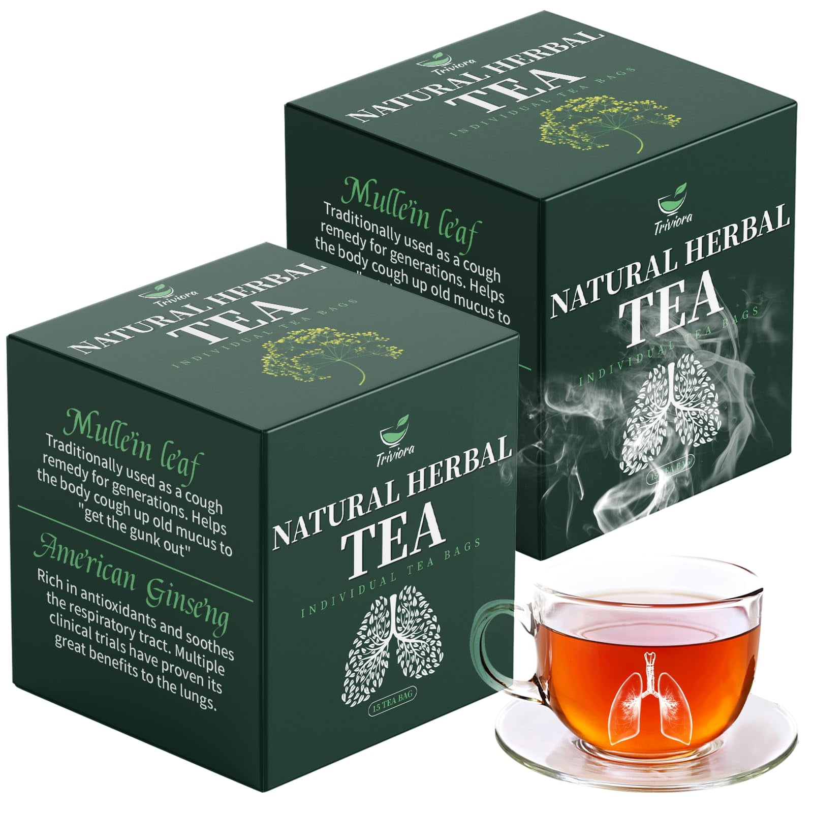 Lungs Detox Tea-Lungs Cleanse Tea, Mullein Leaf Tea Bags For Lungs Detox For Smokers Tea, 15 ...