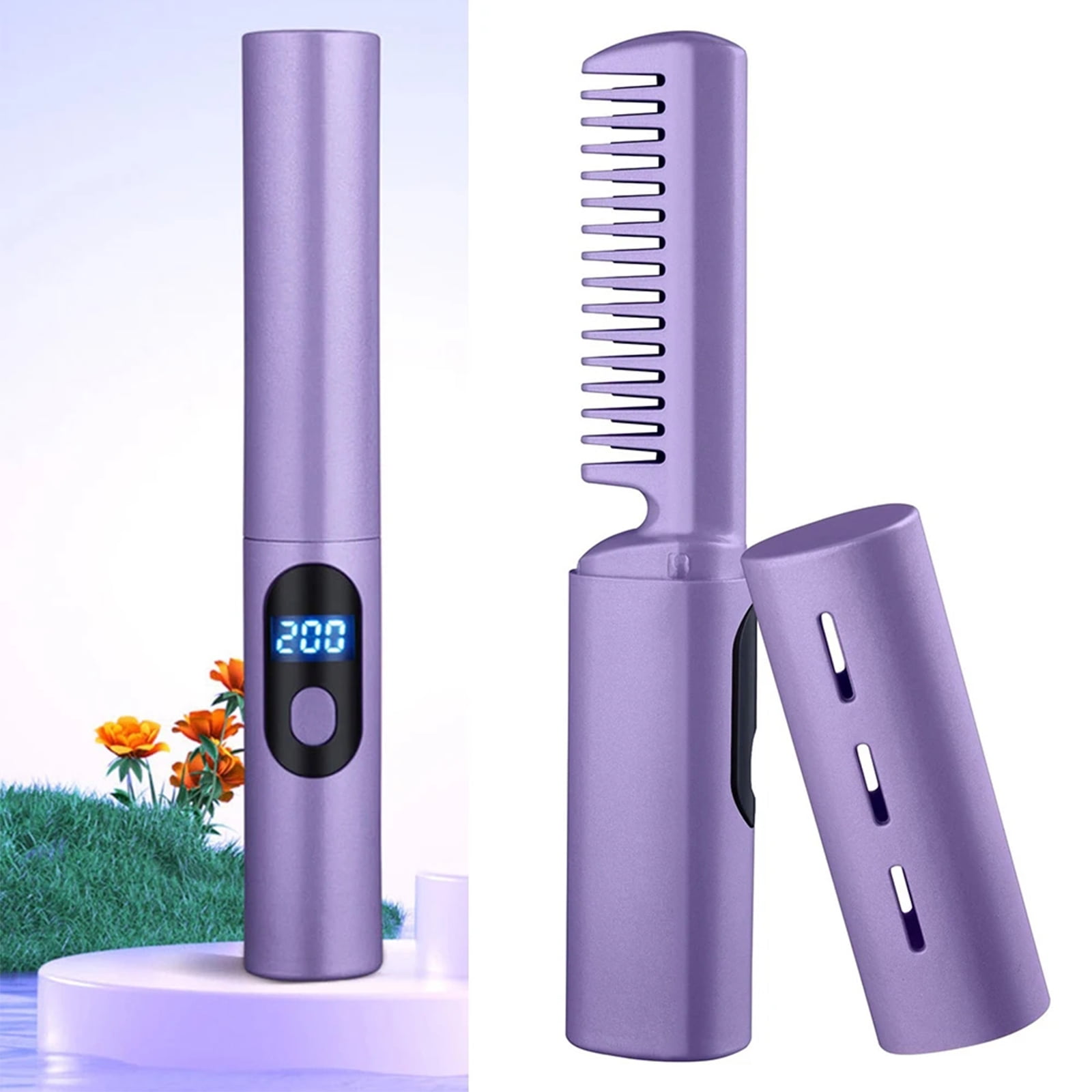 Luniquz 2 In 1 Rechargeable Mini Straightener Hair Hot Comb Fast ...