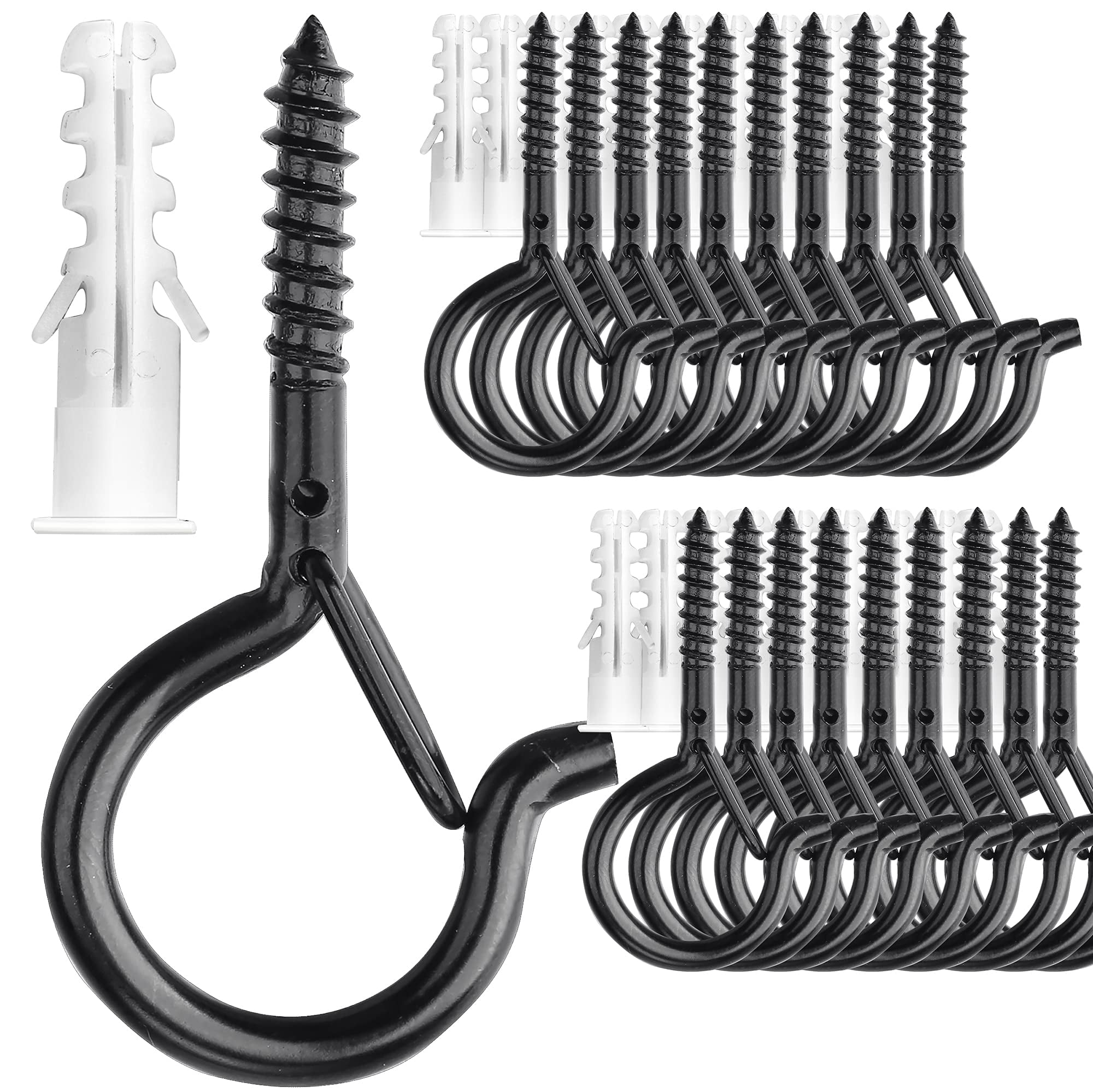 Luniquz 20 Pack Screw in Hooks for Outdoor String Lights Hanger, Heavy ...