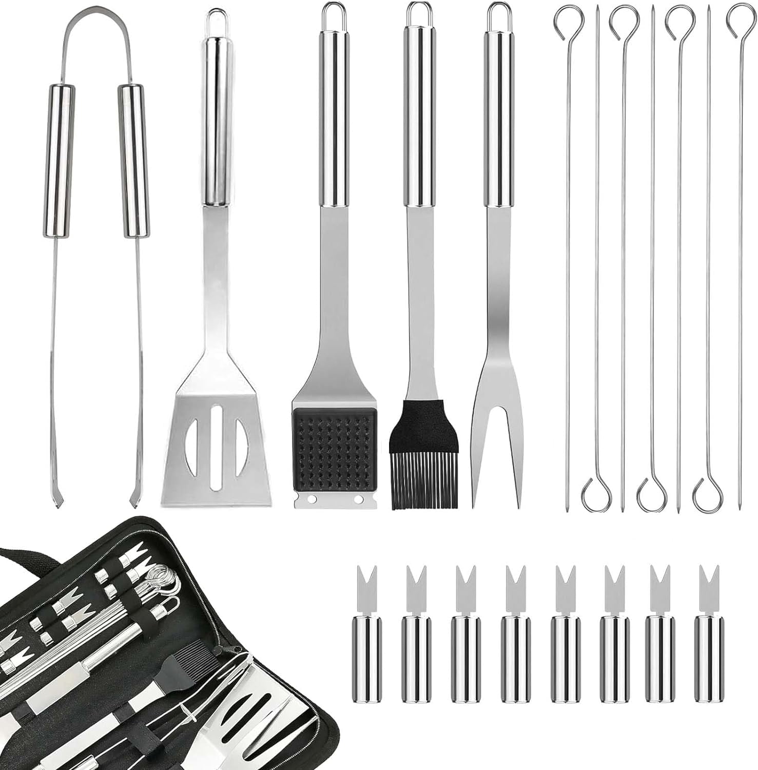 Luniquz 20 Piece Deluxe Grill Set and Grill Set, Heavy Duty BBQ ...