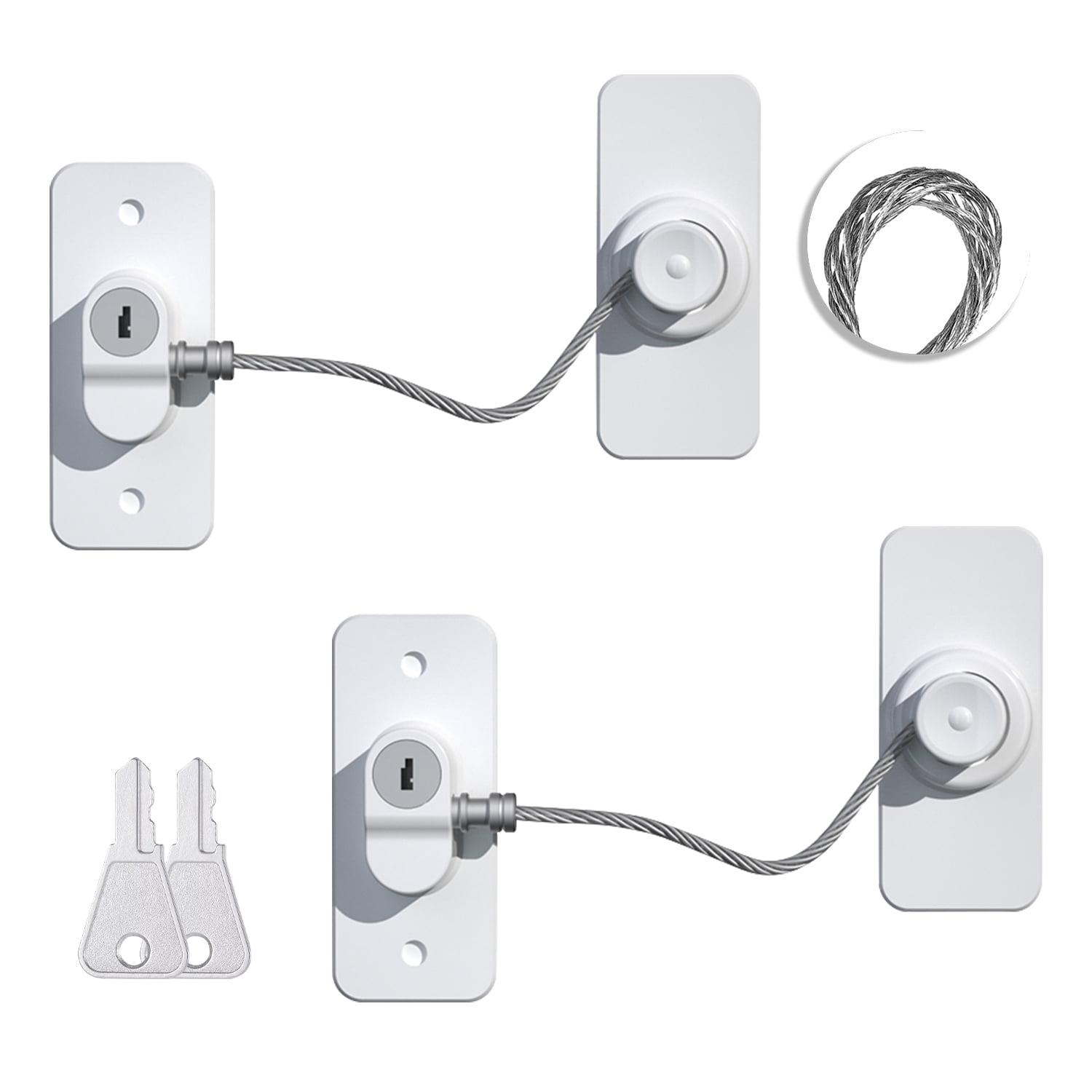 Luniquz Child Safety Lock, 2Pcs, Adhesive, Key Lock, Durable, White ...