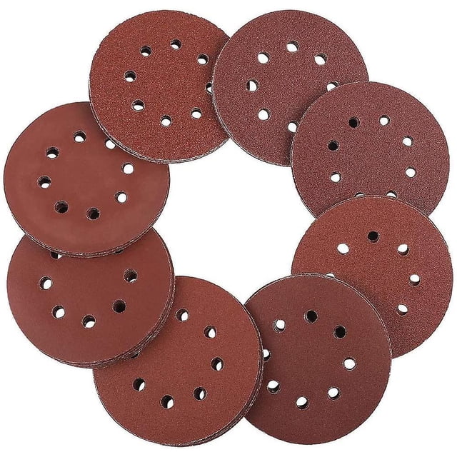 Luniquz 5 Inch Sanding Discs Hook and Loop, 8 Hole Random Disc Sanders ...
