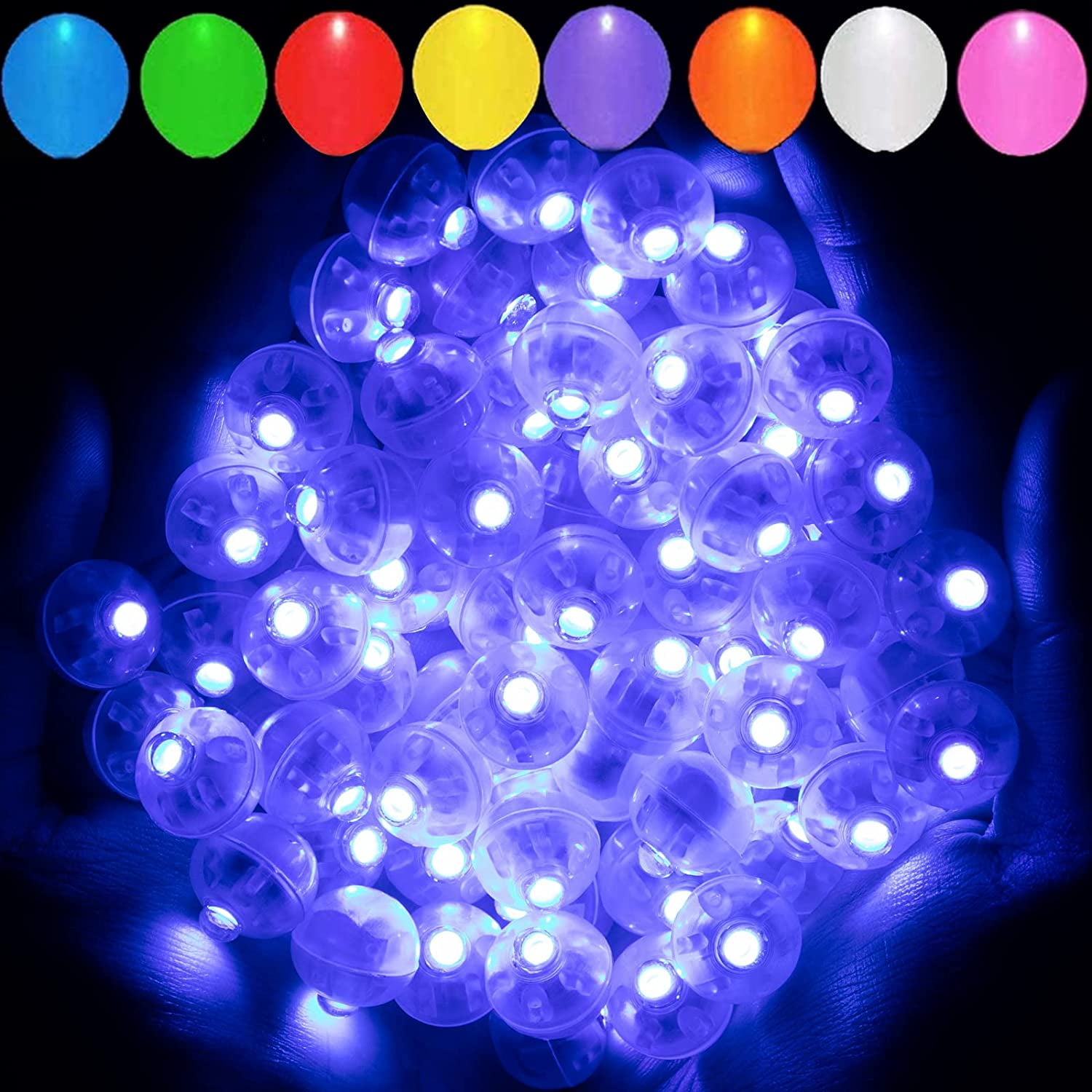 Luniquz 50pcs Blue Balloon Lights,Long Standby Time Waterproof Mini ...