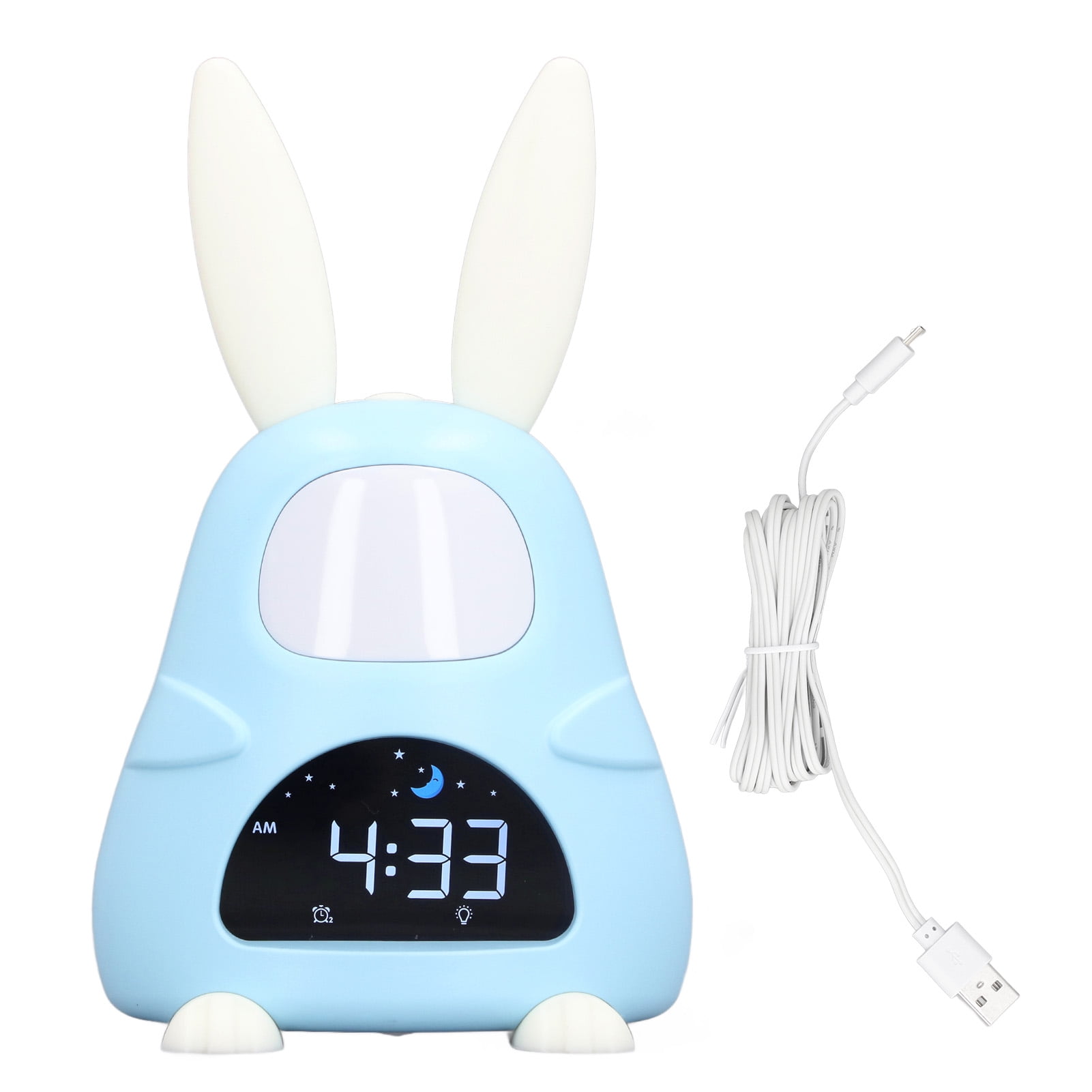 Luniquz Cartoon Alarm Clock Cute Bunny Digital Clock Night Light Kids ...