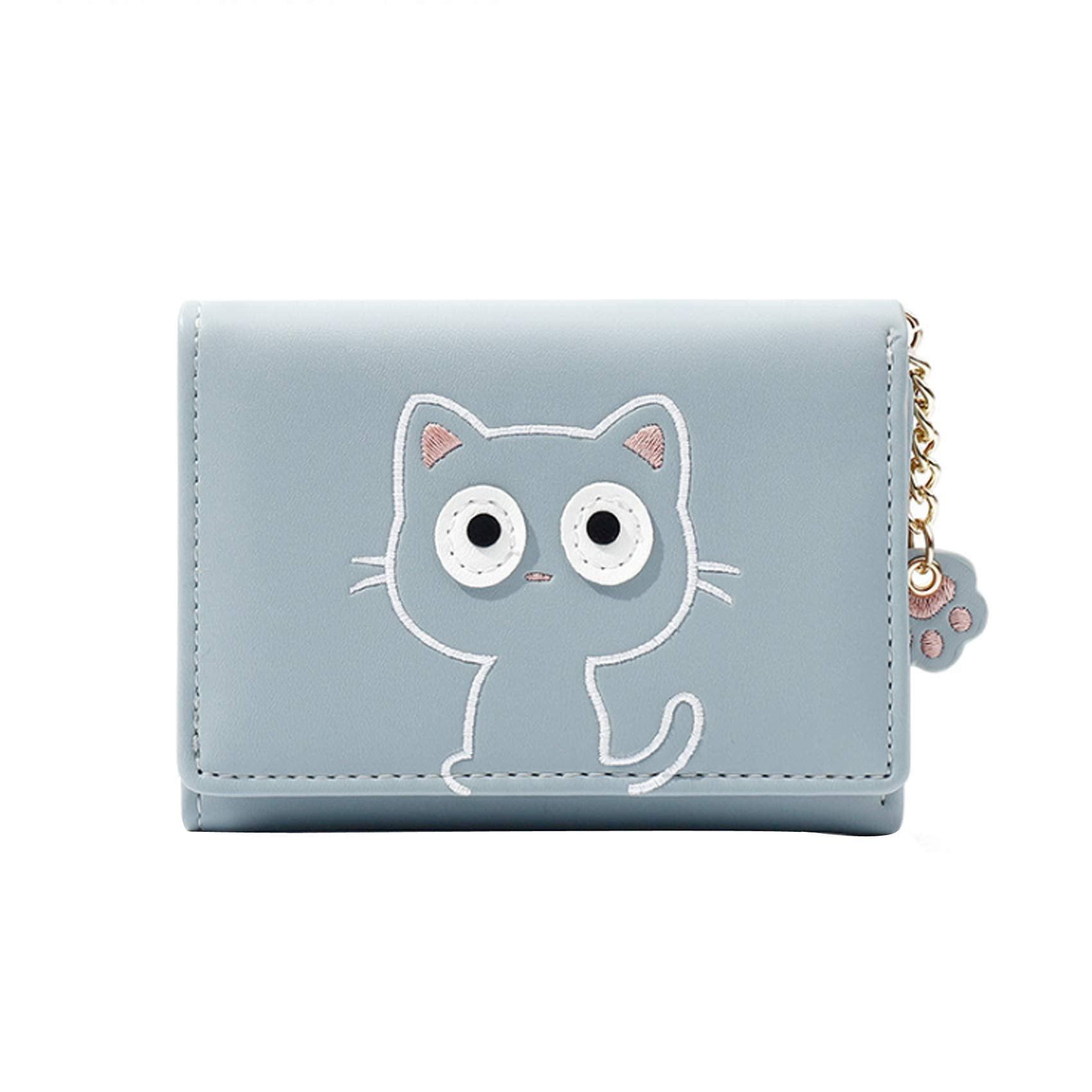 Luniquz Cute Cat Girls Wallet for Teens Kids Women Slim Tri-Fold Wallet ...