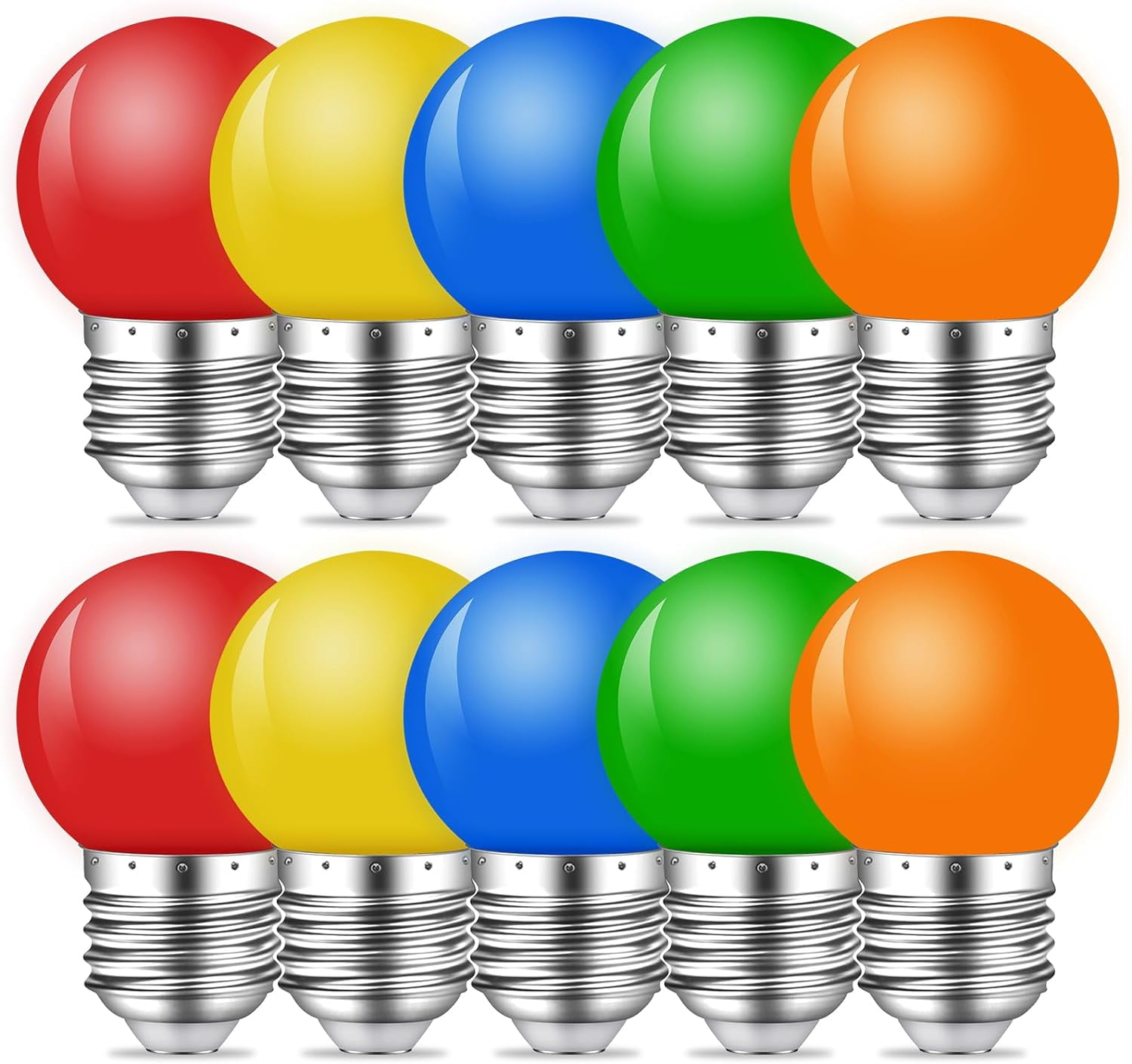Luniquz G45 Mini LED Colored Light Bulb, 2W E27 Base Multi-Colored ...
