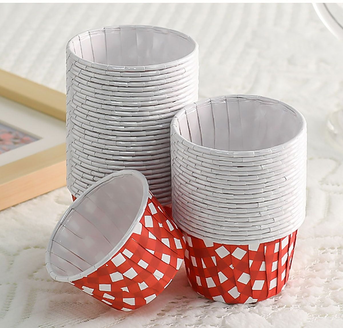 Luniquz Ice Cream Cups Paper Bowls Disposable Gingham Cups Bulk Picnic ...