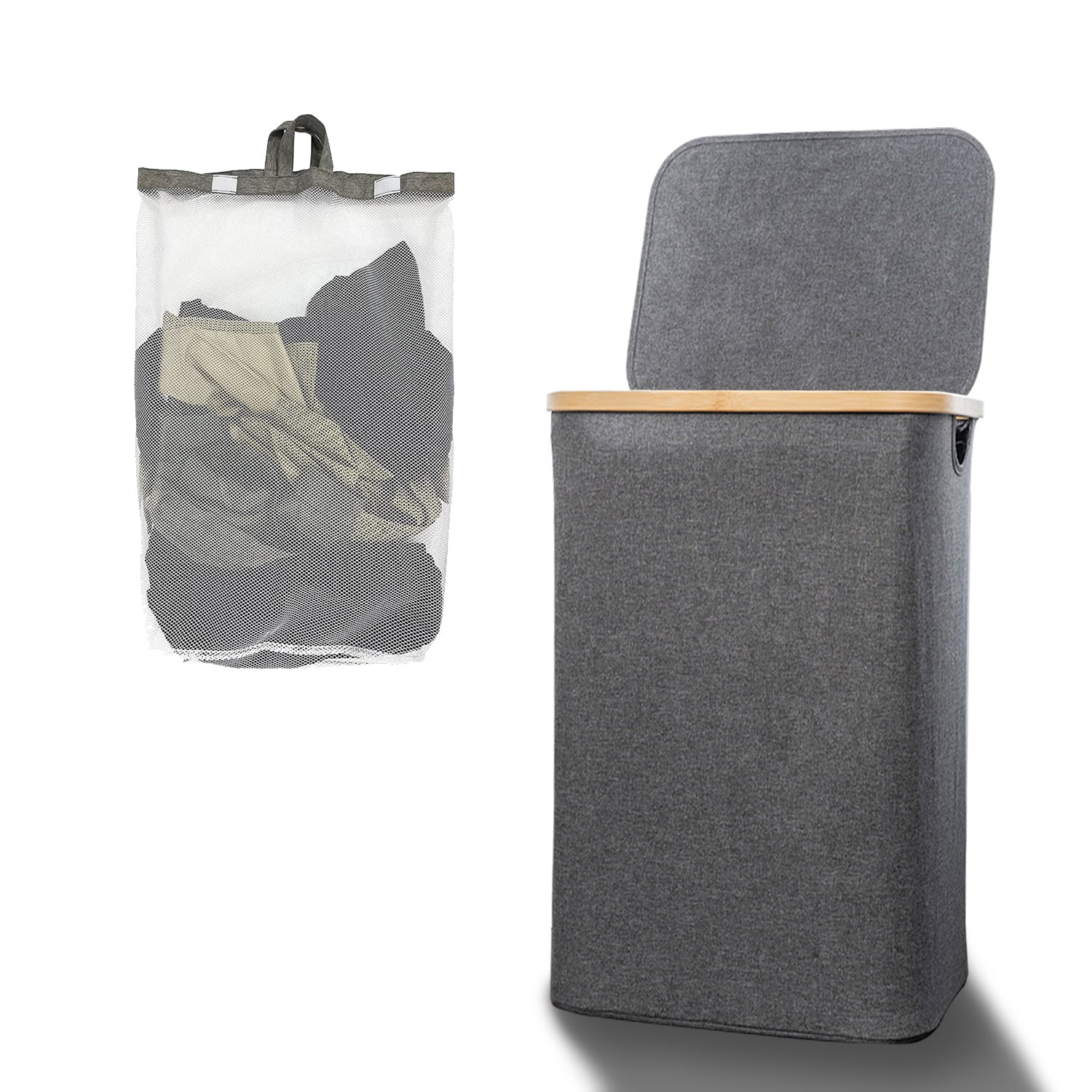 Luniquz 110L Foldable Laundry Hamper with Lid & Handles, Portable for ...