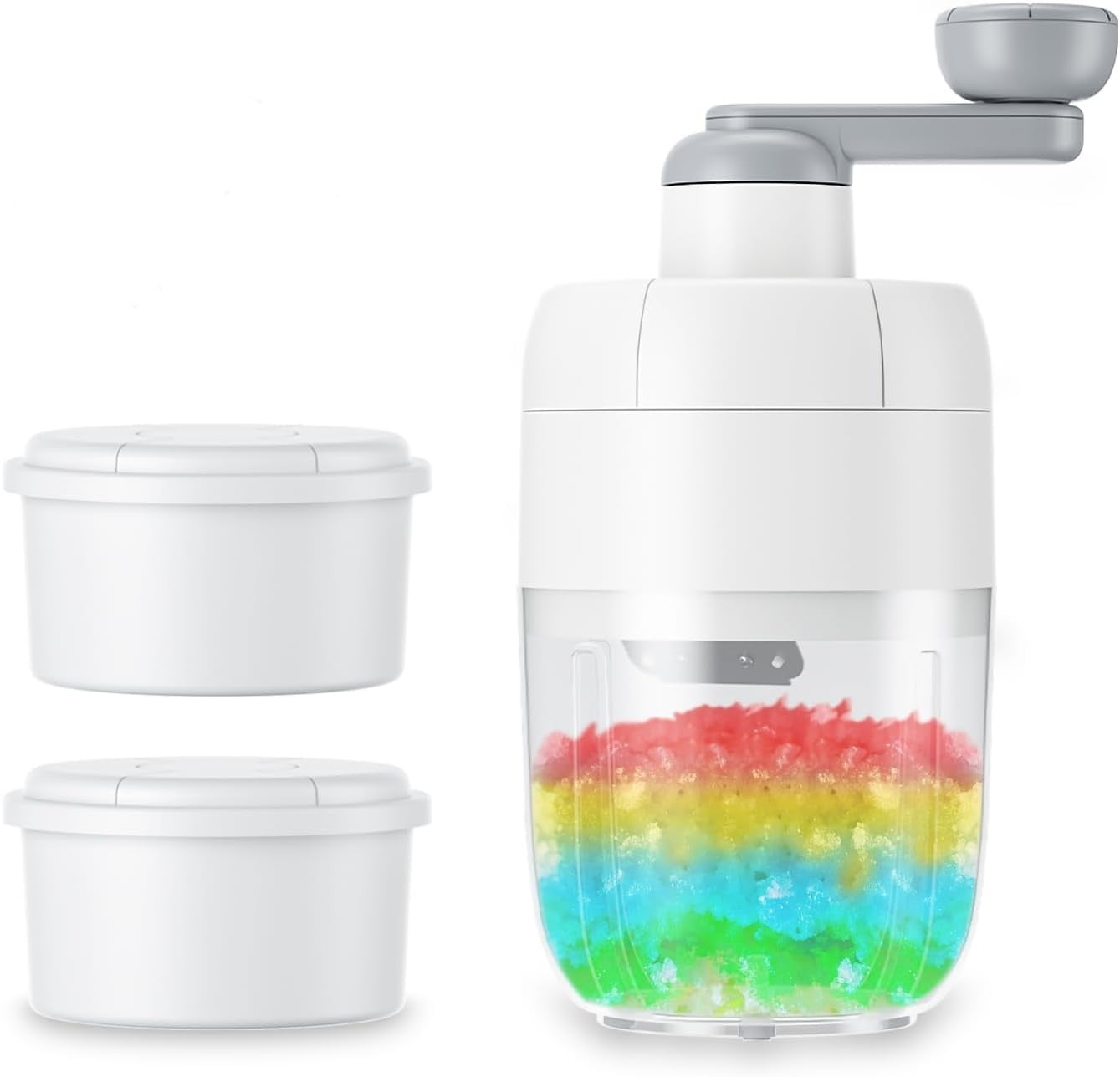 Luniquz Manual Ice Shaver Snow Cone Machine Portable Shaved Crushed Ice ...