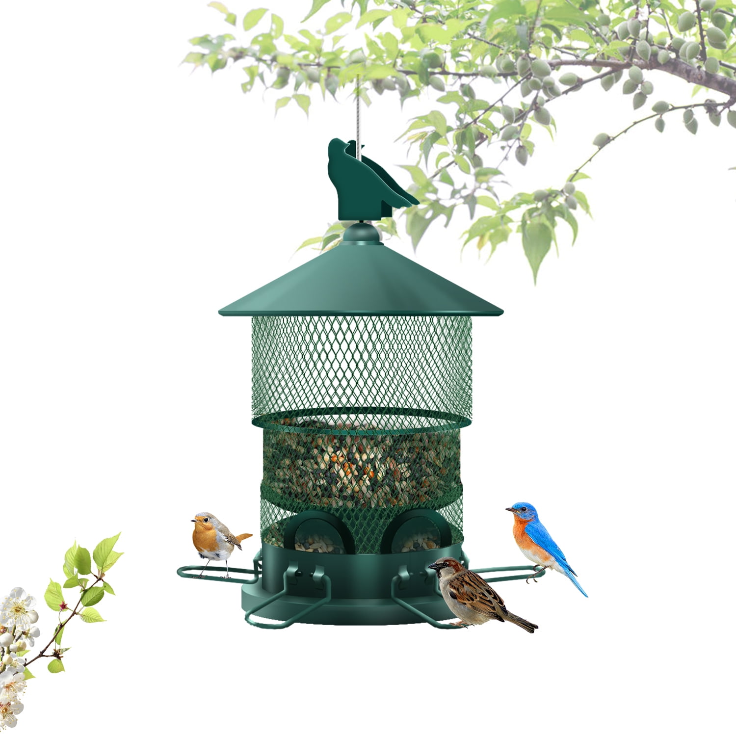 Luniquz Metal Bird Feeder, Retractable, 360 Degree Feeding, 4lb ...