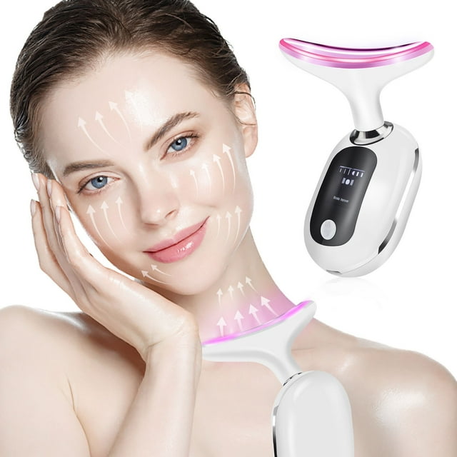 Luniquz Red Light Therapy Face Massager Electric Neck Beauty Massager Ems Color Light Neck