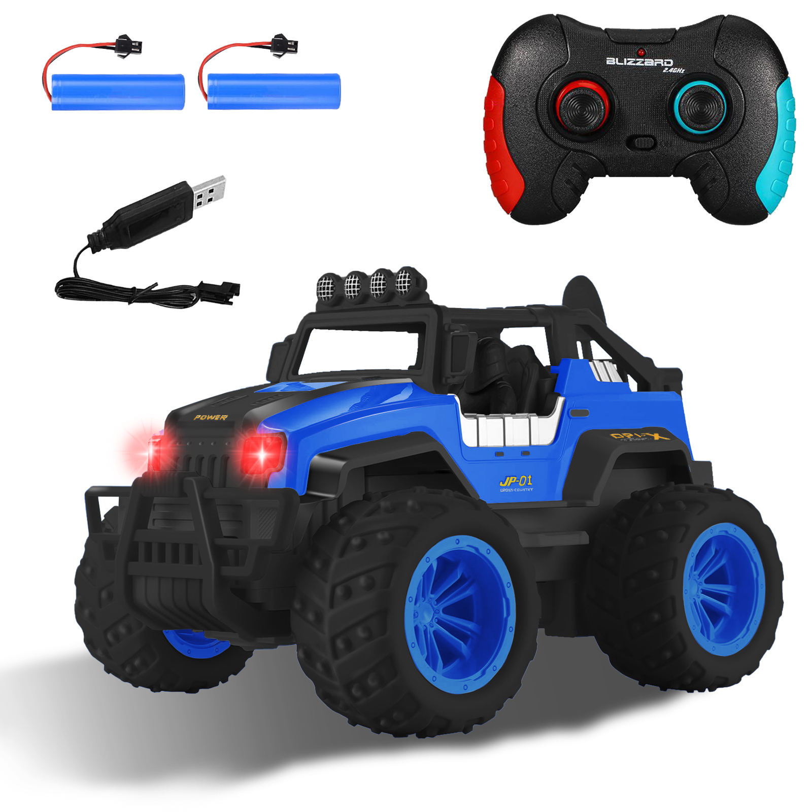 Blue Remote Control Car Fast 1/18 Rechargeable High Speed RC Racing ...