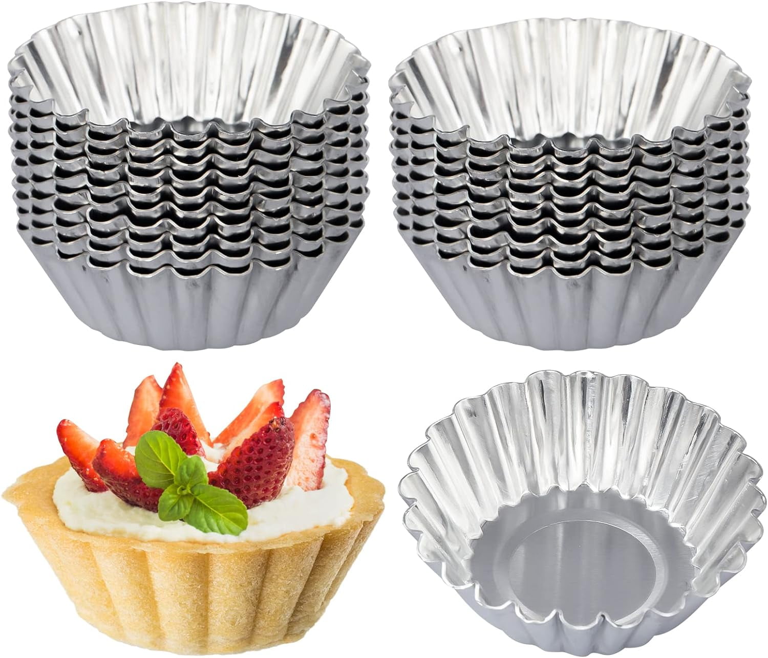 Luniquz Stainless Steel Mini Tart/Pie Pans,2.75 Inch Small Tart/Pie Pan ...