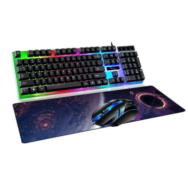 Rainbow Backlit Gaming Keyboard and Mouse Combo Set USB Keyboard RGB ...