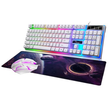 Rainbow Backlit Gaming Keyboard and Mouse Combo Set USB Keyboard RGB ...