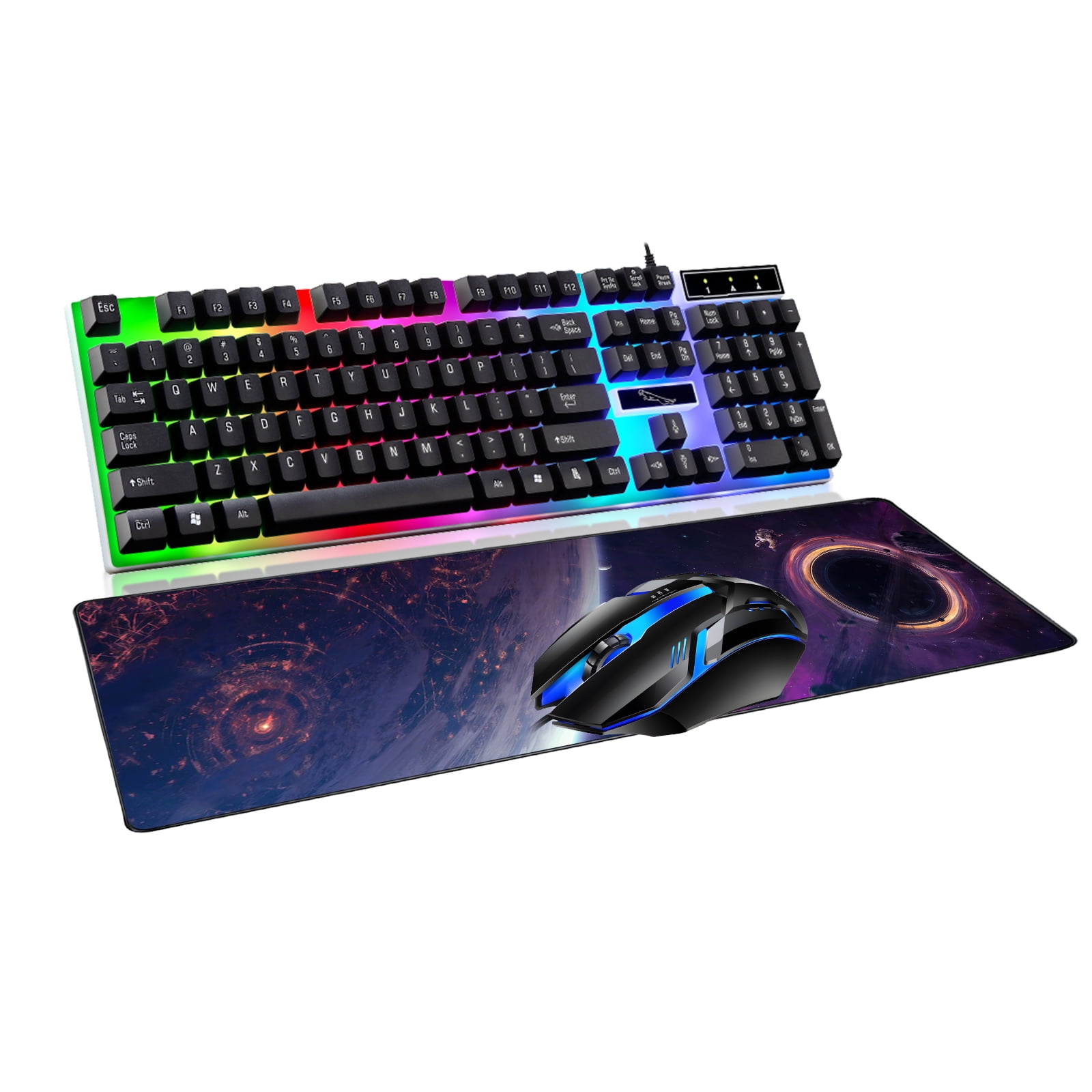 Luniquz Glowing Mechanical Gaming Keyboard & Mouse Set with Large Pad ...