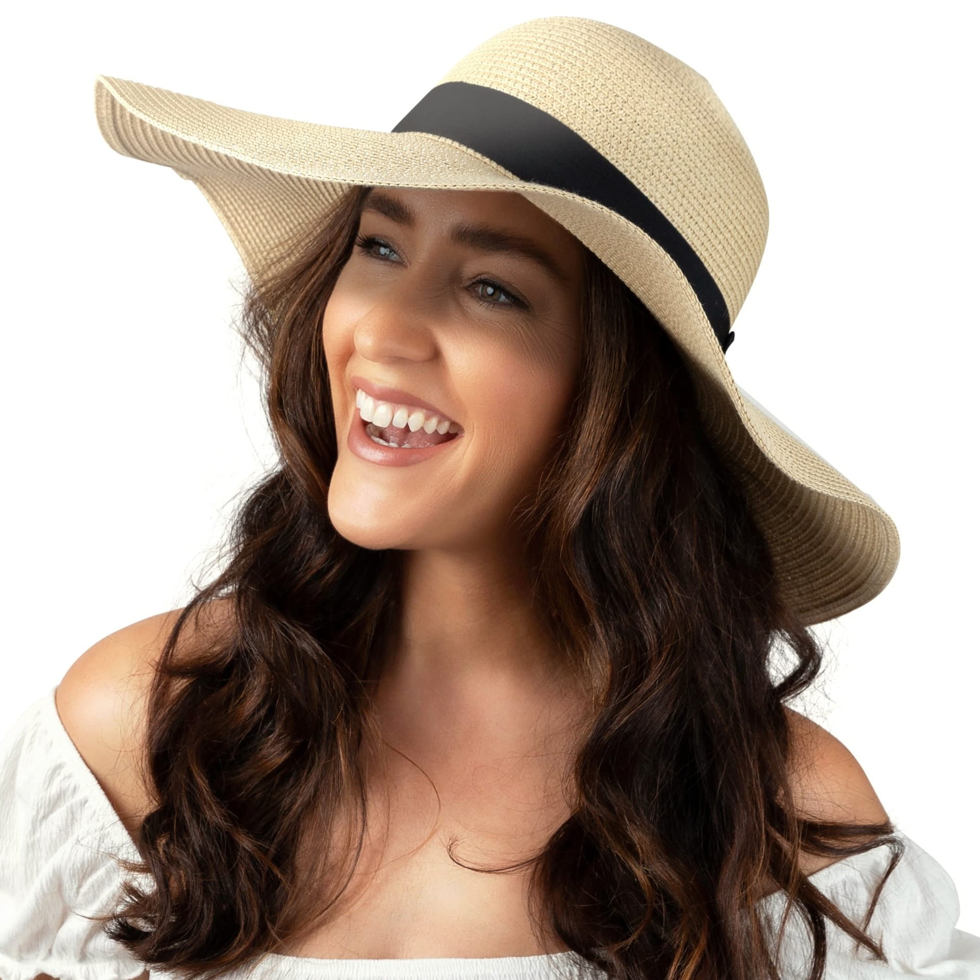 Luniquz Women Floppy Sun Hat with Wide Brim—Foldable Roll-Up Straw ...