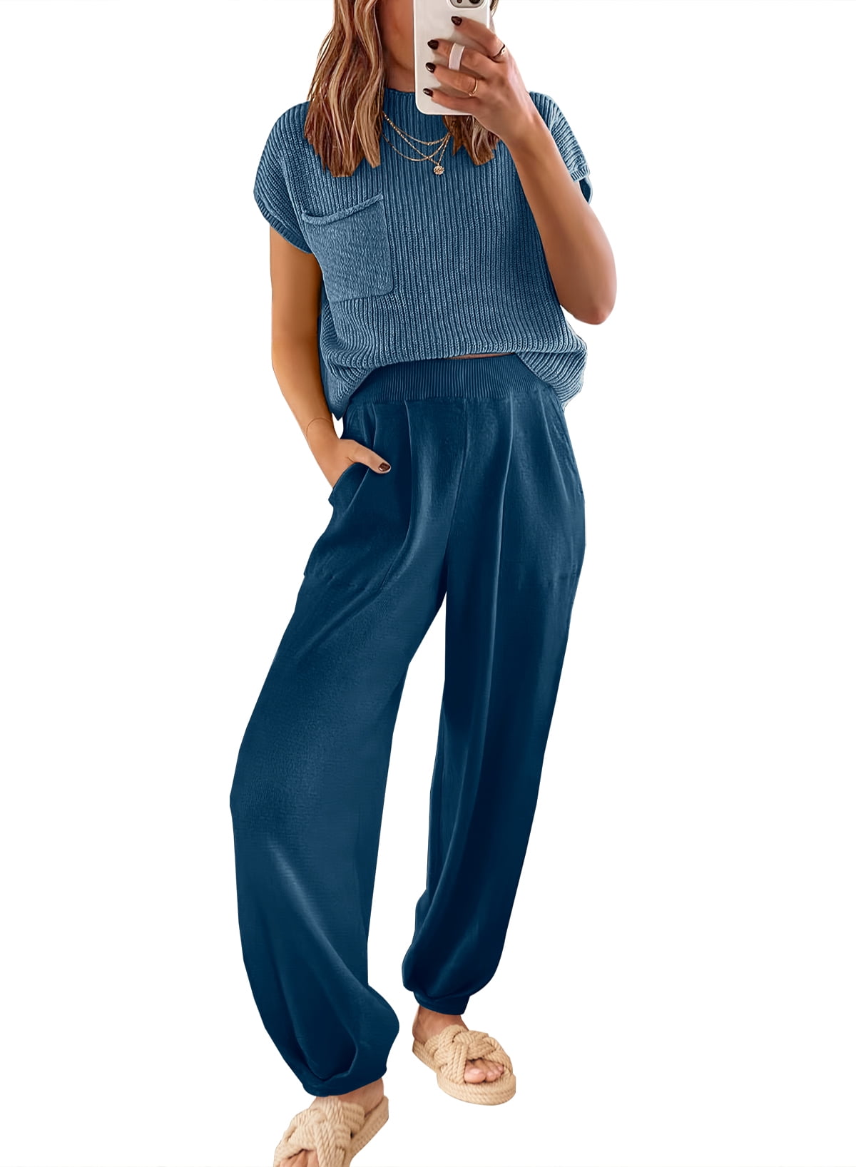 Luniro 2 Piece Sets for Women Summer Matching Set Sweater Vest Lounge ...